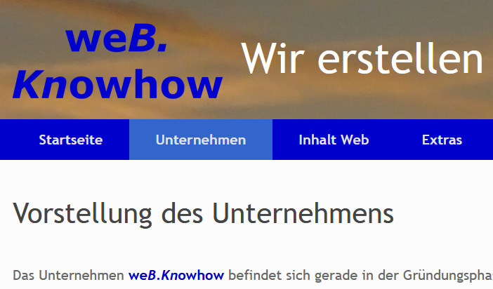 Auswahl des Themas - Wir erstellen Ihre Homepage